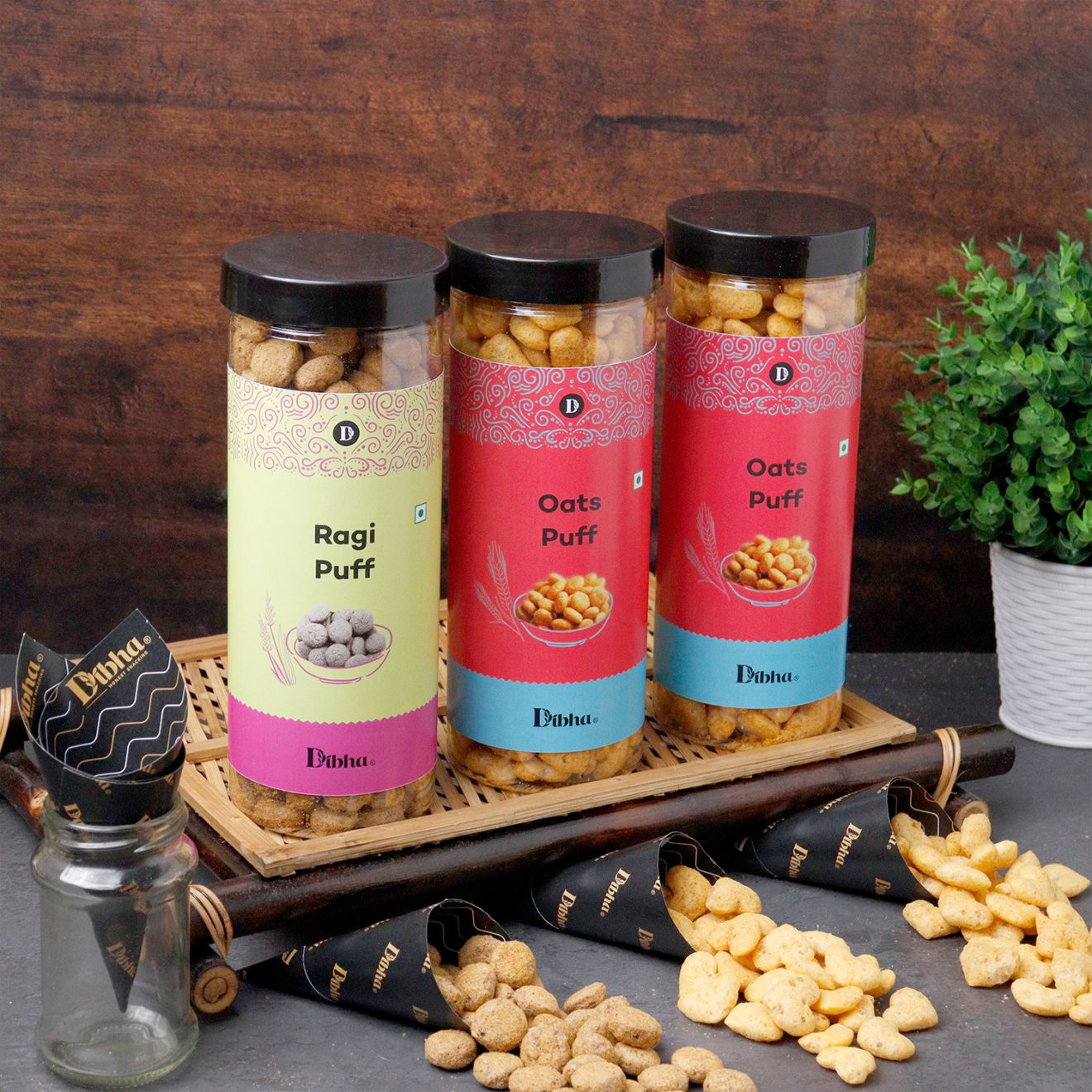 Puffs Pack Of 3 - 2 Oats Puff, 1Ragi Puff - Total 300g - DIBHA - Honest ...